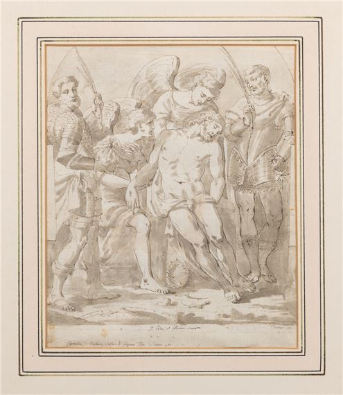 Camillo Ballini | Christ Mourned by Two Angels (1578) | MutualArt