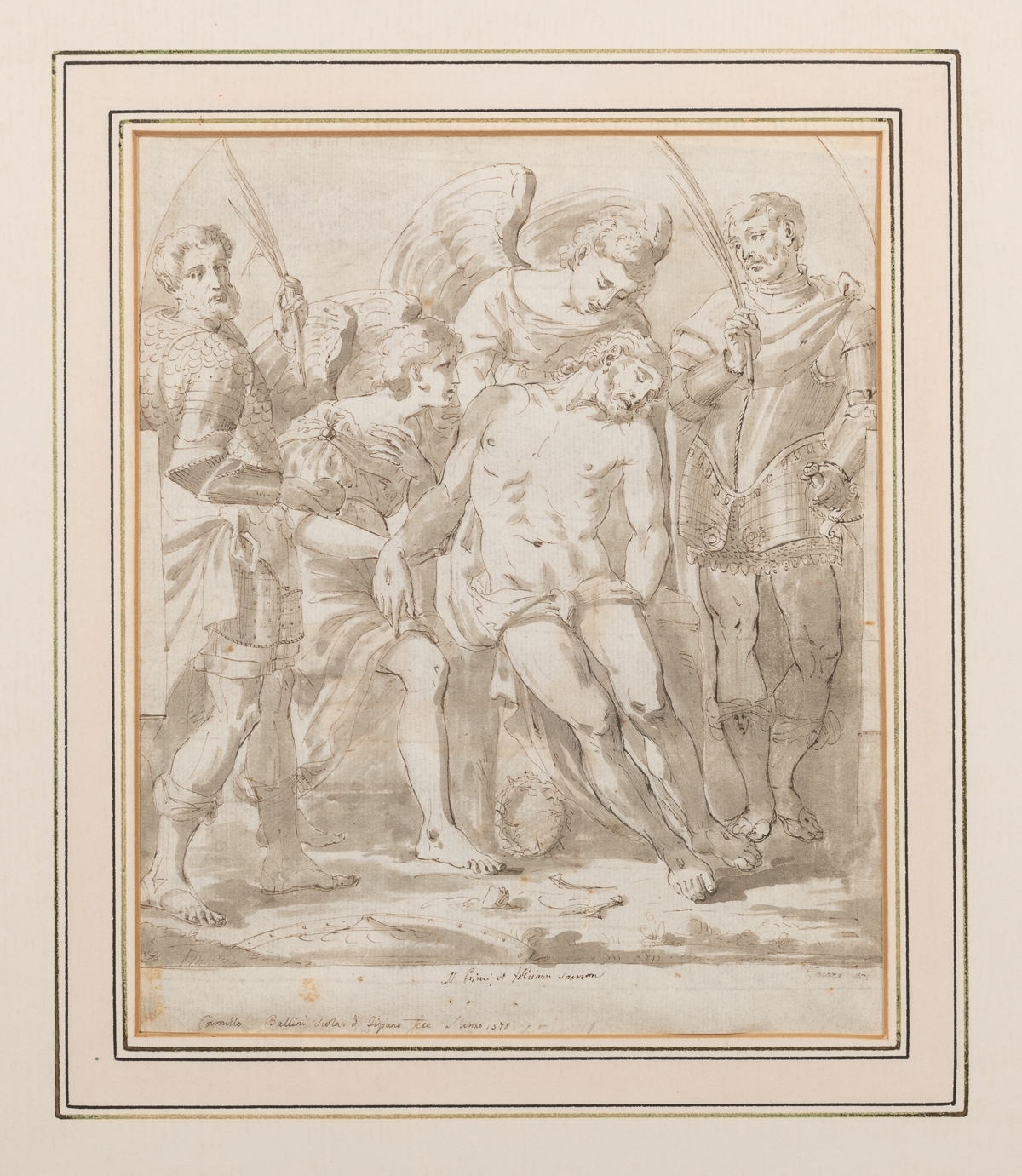 Camillo Ballini | Christ Mourned by Two Angels (1578) | MutualArt