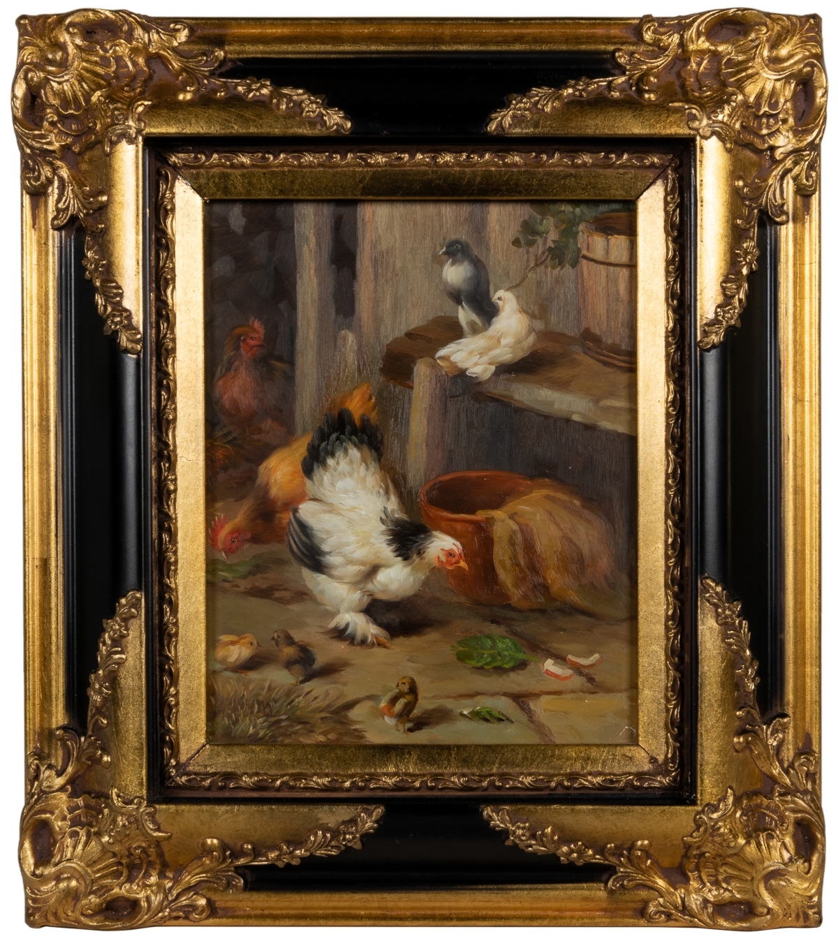 Edgar Hunt | Chickens and Chicks in a Farmyard (20th Century) | MutualArt