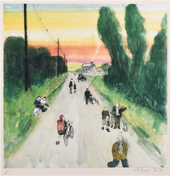 Harold Riley | Rural lane with figures | MutualArt