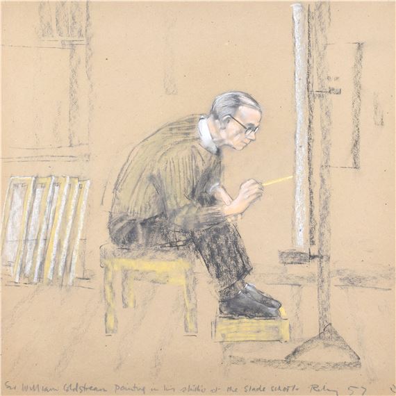 Harold Riley | Sir William Coldstream painting in his studio at the ...
