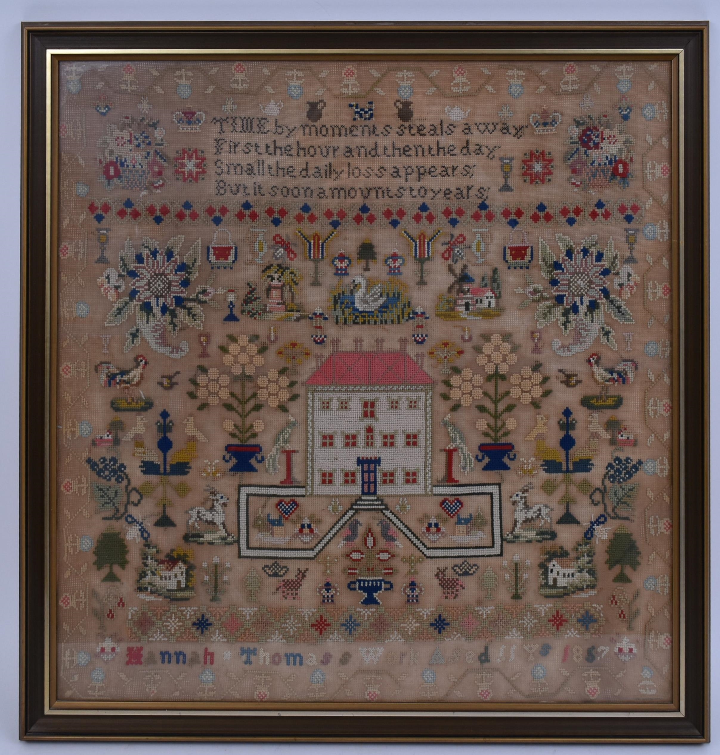Hannah Thomas | VICTORIAN 1857 NEEDLEPOINT SAMPLER BY HANNAH THOMAS ...