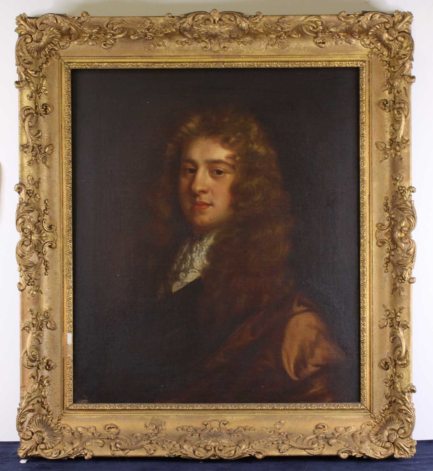 English School | Half-length portrait of a gentleman wearing a lace ...