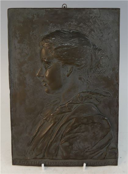 Sir William Hamo Thornycroft | an Art Nouveau bronze profile head and shoulders portrait plaque ...