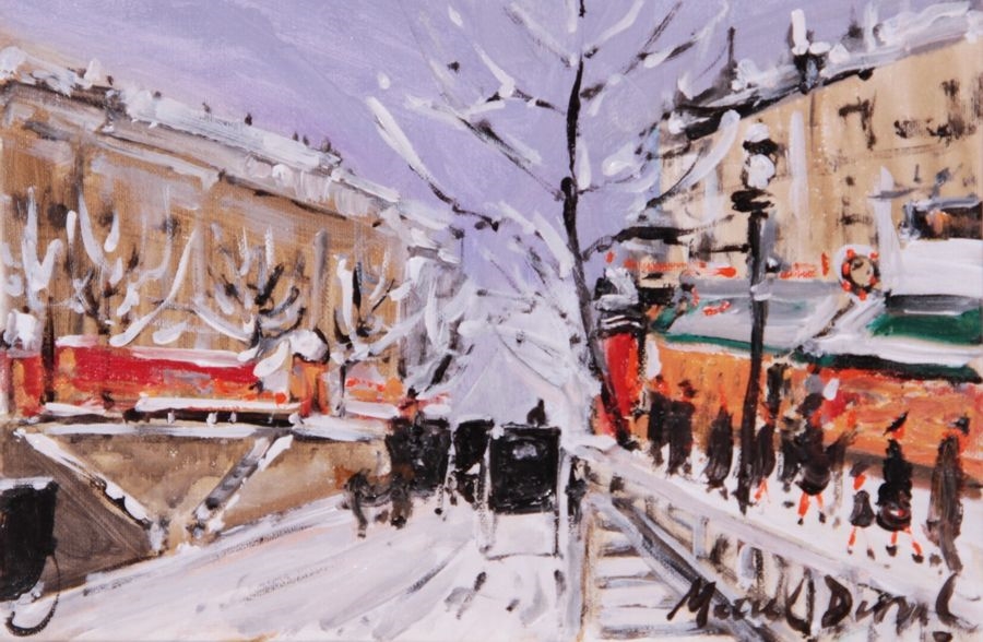 Marcel Duval | Les Grands Boulevards under the snow | MutualArt