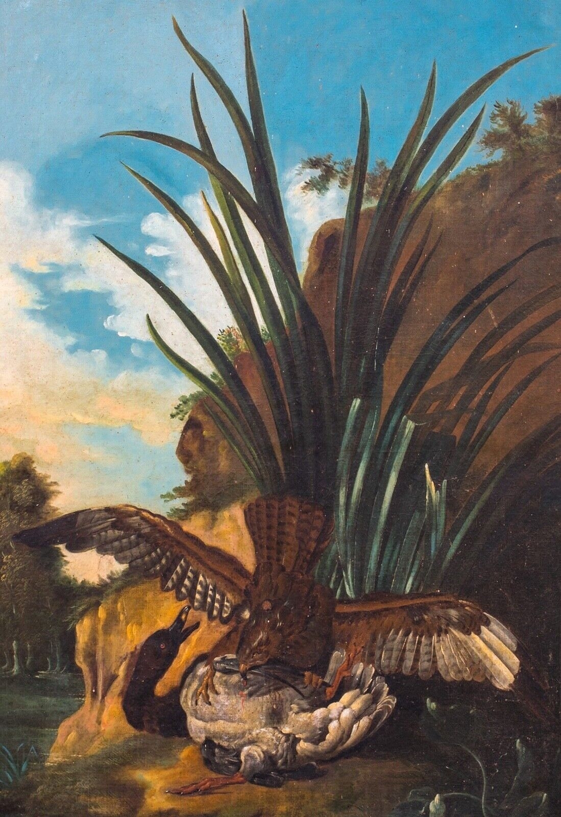 Ancient School, 17th Century | HAWK ATTACKING A DUCK (17th Century ...