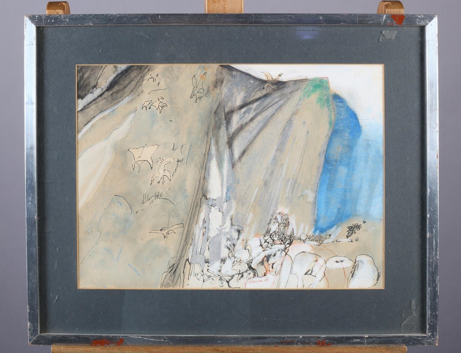Richard Snowden | Mountain landscape with birds in flight (1971 ...