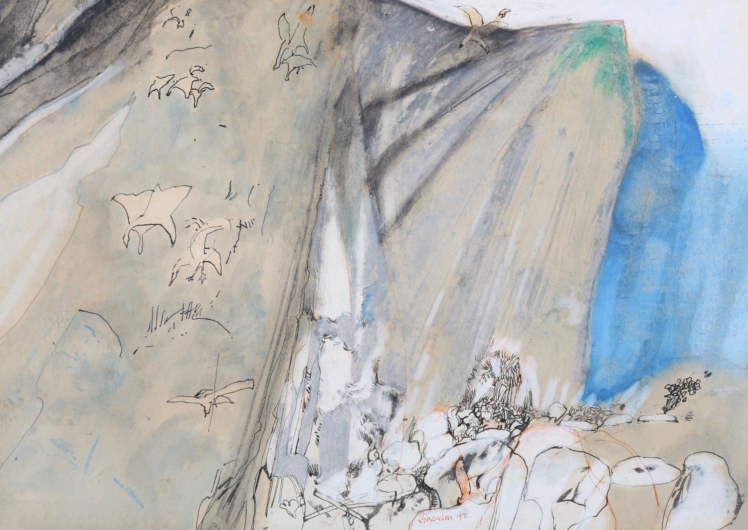 Richard Snowden | Mountain landscape with birds in flight (1971 ...