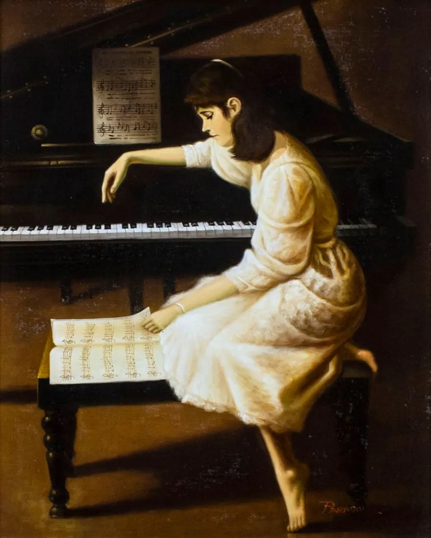 David Paragol Woman At Piano Mutualart