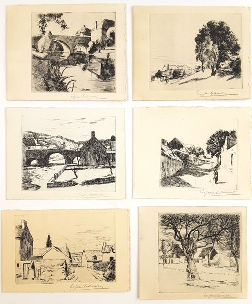 Eugene Corneau | / Set of 14 small original lithographs signed in ...