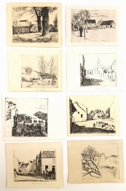 Eugene Corneau | / Set of 14 small original lithographs signed in ...