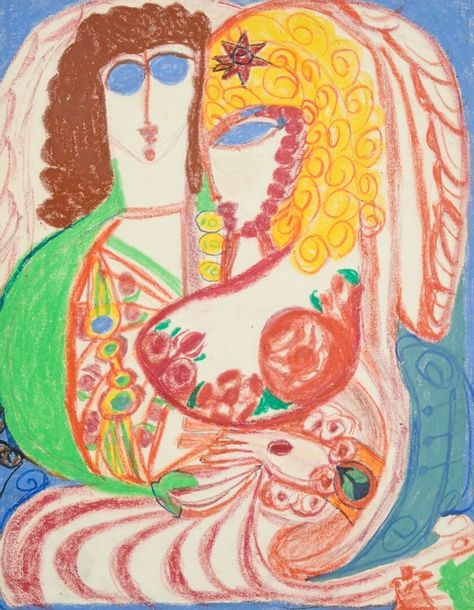 Aloïse Corbaz | Aloise CORBAZ (1886-1964) Les deux amies Pastel ...