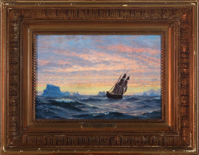 Jens Erik Carl Rasmussen | A ship at sea near the Greenlandic coast at ...