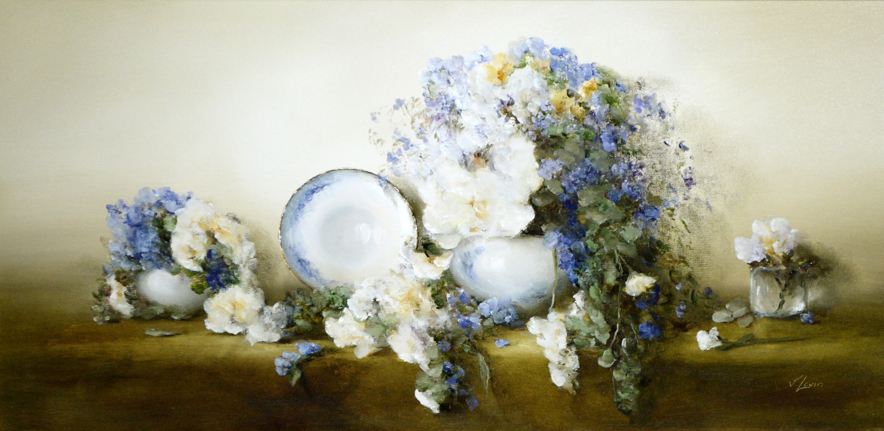 Judith Levin | Still Life with Flowers and Porcelain | MutualArt