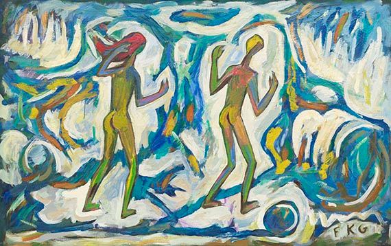 Friedrich Karl Gotsch | Mann und Frau vor den Wellen (1968) | MutualArt