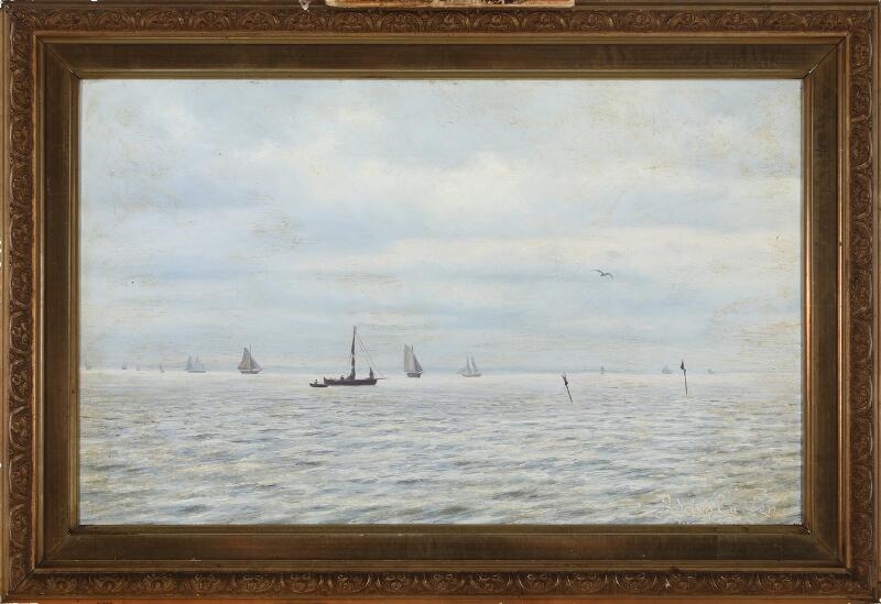 Adolph Larsen | Seascape with sailing ships (19th Century) | MutualArt