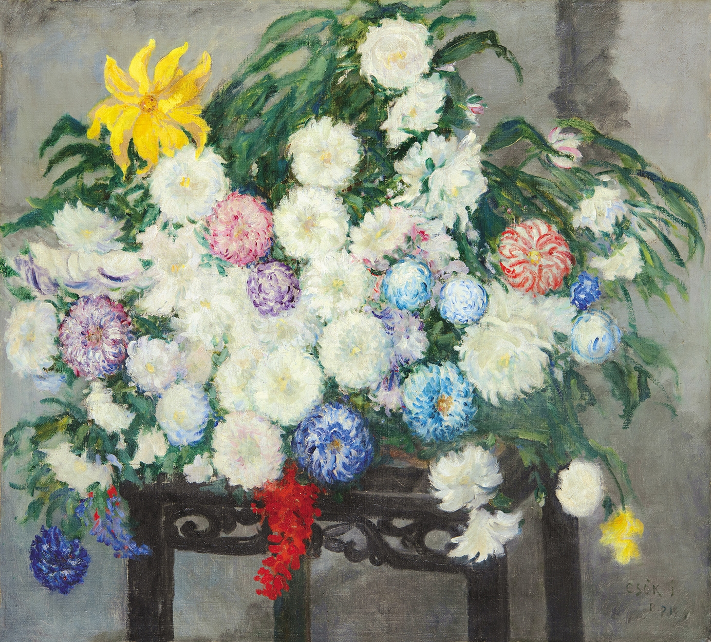 Istvan Csók | Still life with flowers (1918) | MutualArt