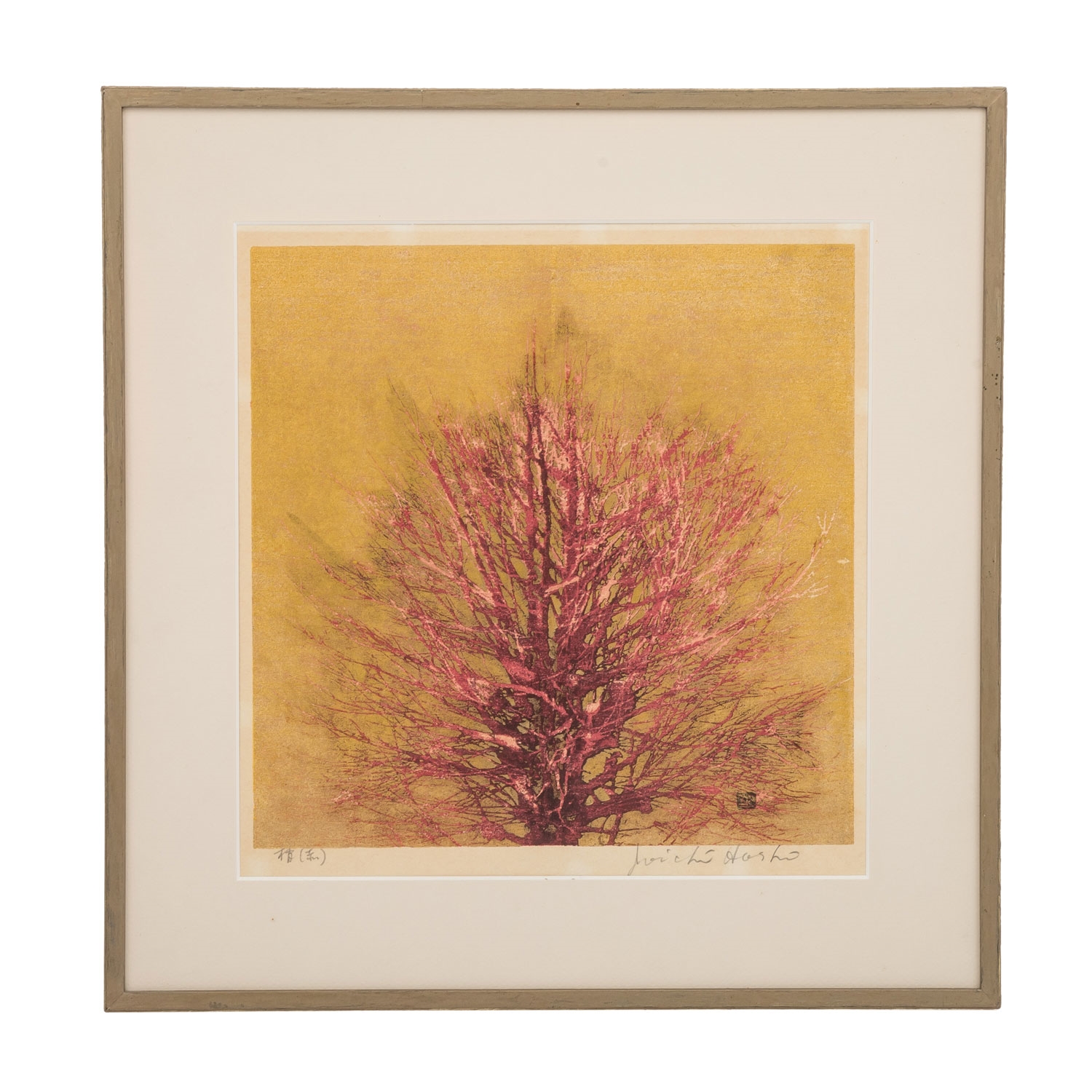 Joichi Hoshi | Roter Baum vor Gold | MutualArt