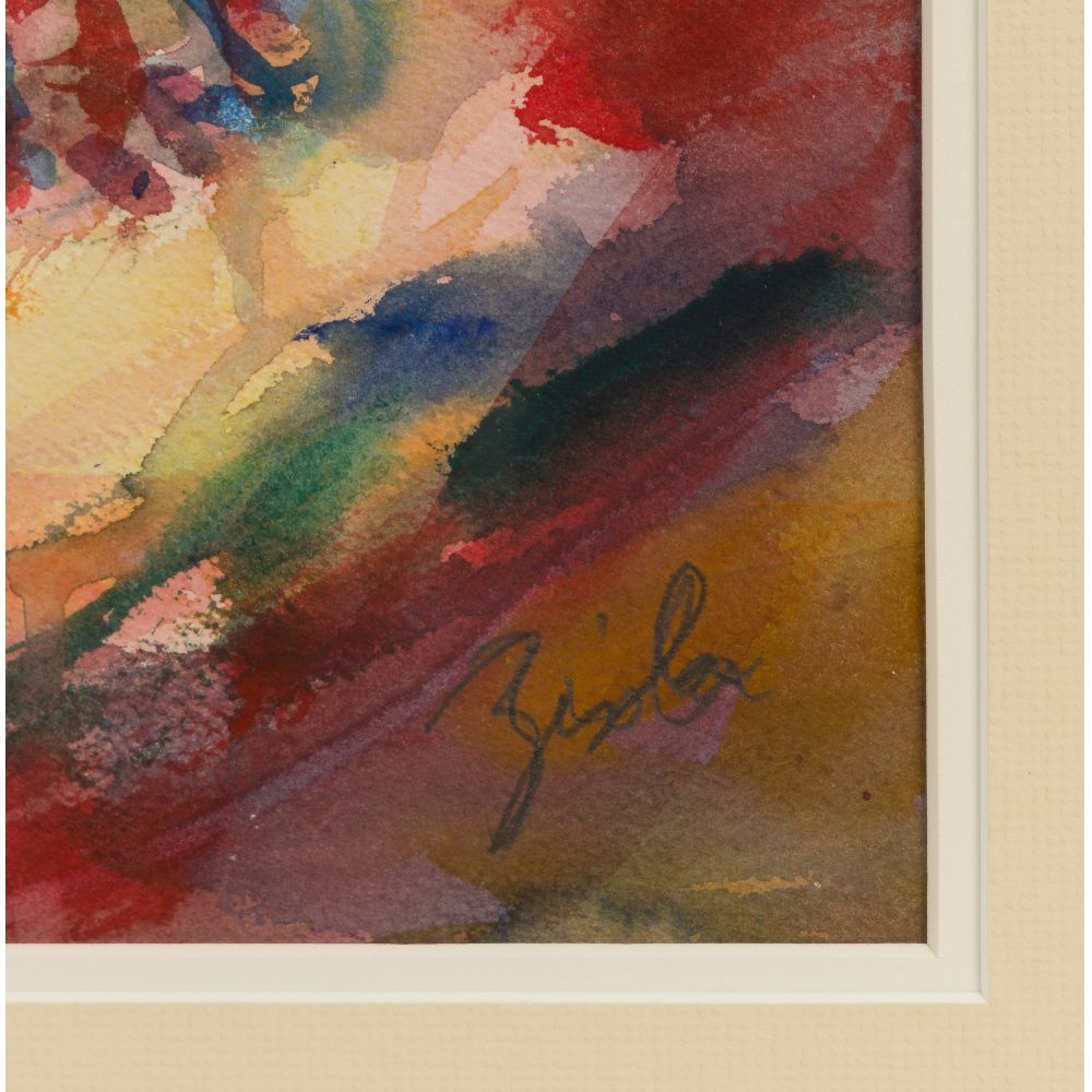 Harold Zisla | A colorful abstract composition; a floral still life ...