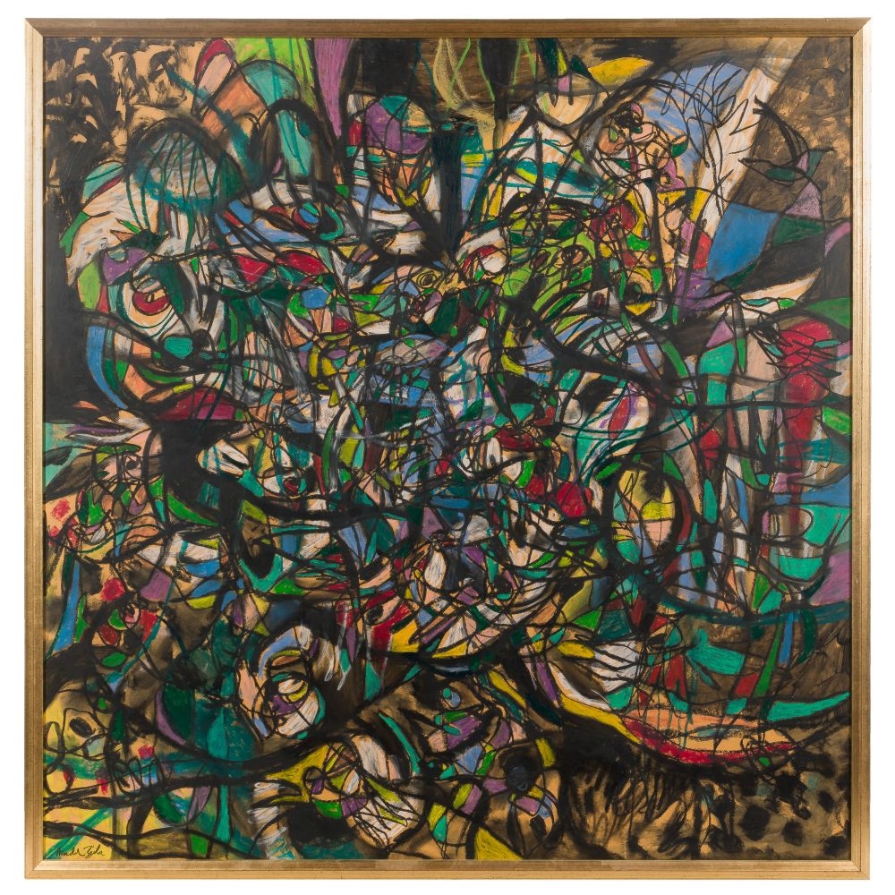 Harold Zisla | A colorful abstract composition; a floral still life ...