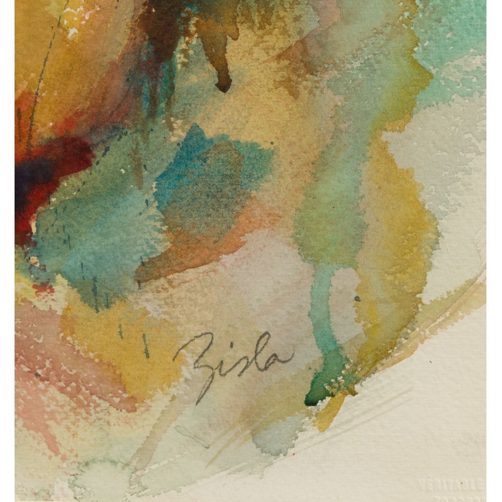 Harold Zisla | A colorful abstract composition; a floral still life ...