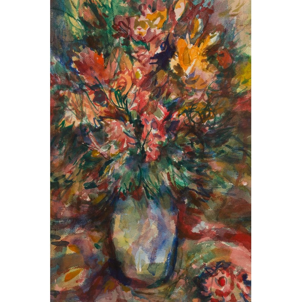 Harold Zisla | A colorful abstract composition; a floral still life ...