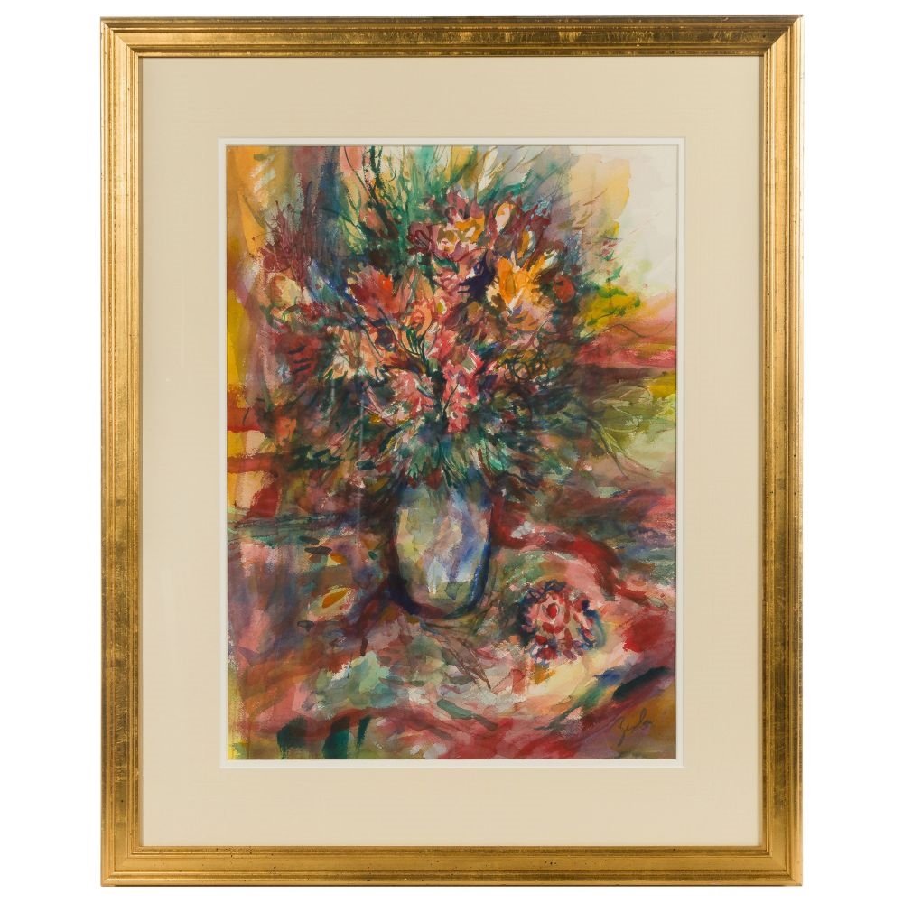 Harold Zisla | A colorful abstract composition; a floral still life ...