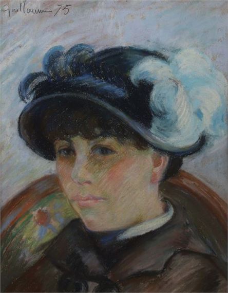 Armand Guillaumin | Jeune femme au chapeau à plumes | MutualArt