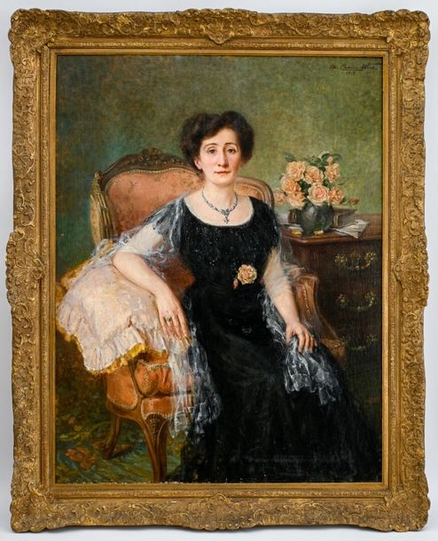 M. Charier-wira | Portrait de jeune femme assise dans une bergère Louis ...