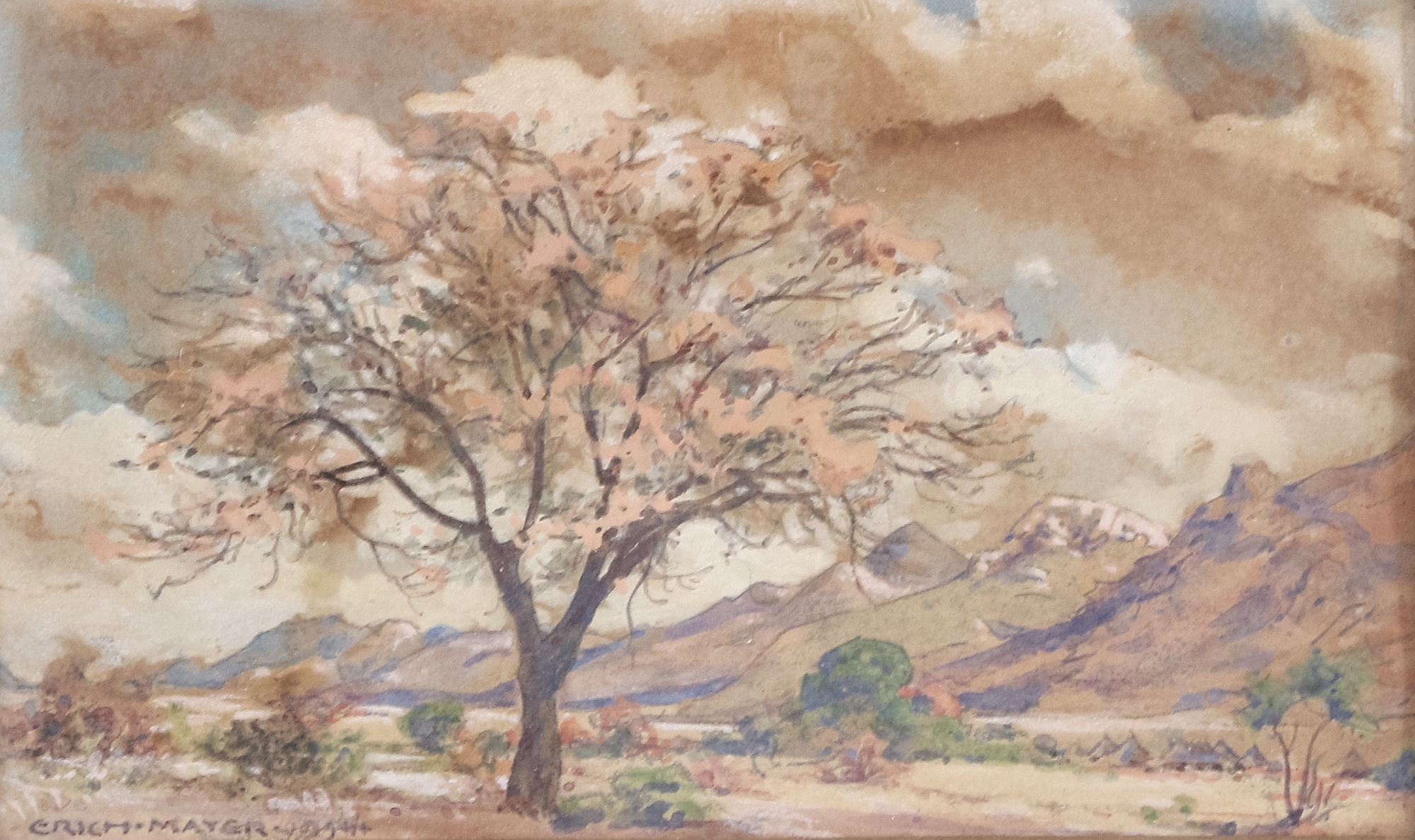 Erich Mayer | Landscape with trees and distant river (1924) | MutualArt