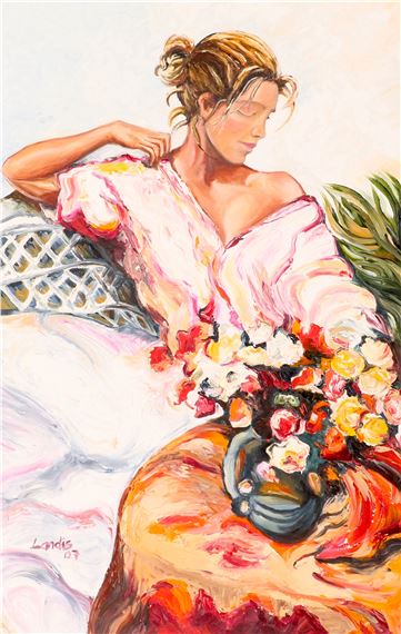 Landis | SEATED LADY WITH ROSES | MutualArt