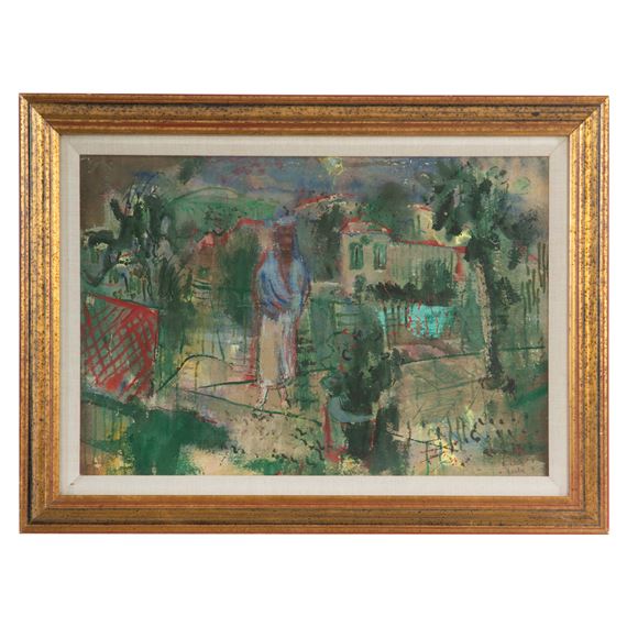Karl Zerbe | Town View with Figure | MutualArt