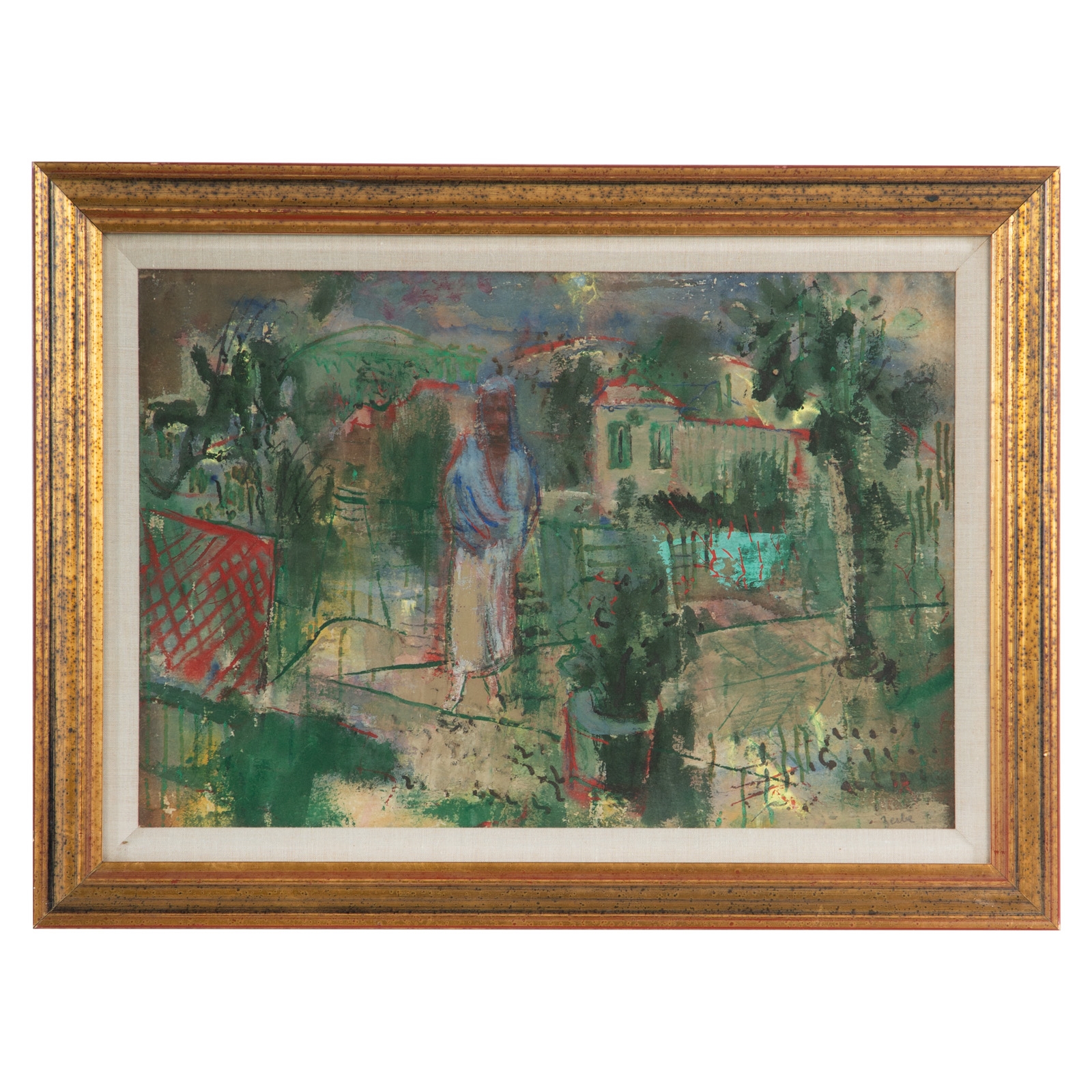 Karl Zerbe | Town View with Figure | MutualArt