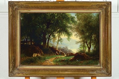 August Friedrich Kessler | view through trees on a bay with lake ...