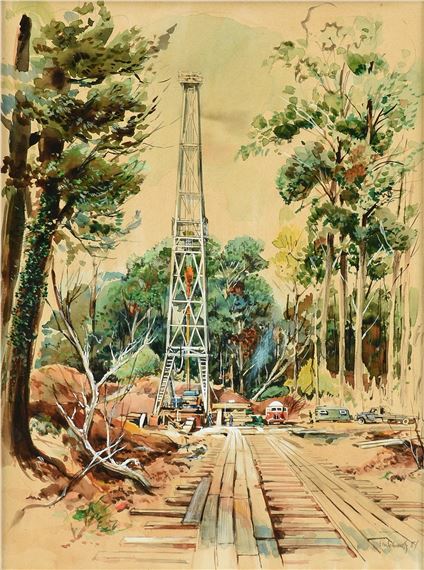 Buck Schiwetz | An Oil Field Near Spindletop (1951) | MutualArt