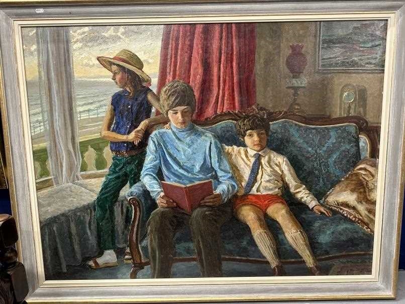 Deryck Stephen Crowther | Oil on board The Three Children | MutualArt