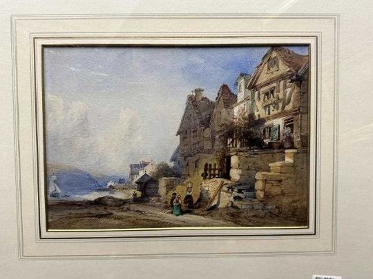 Richard Principal Leitch | Continental river landscape with a village ...