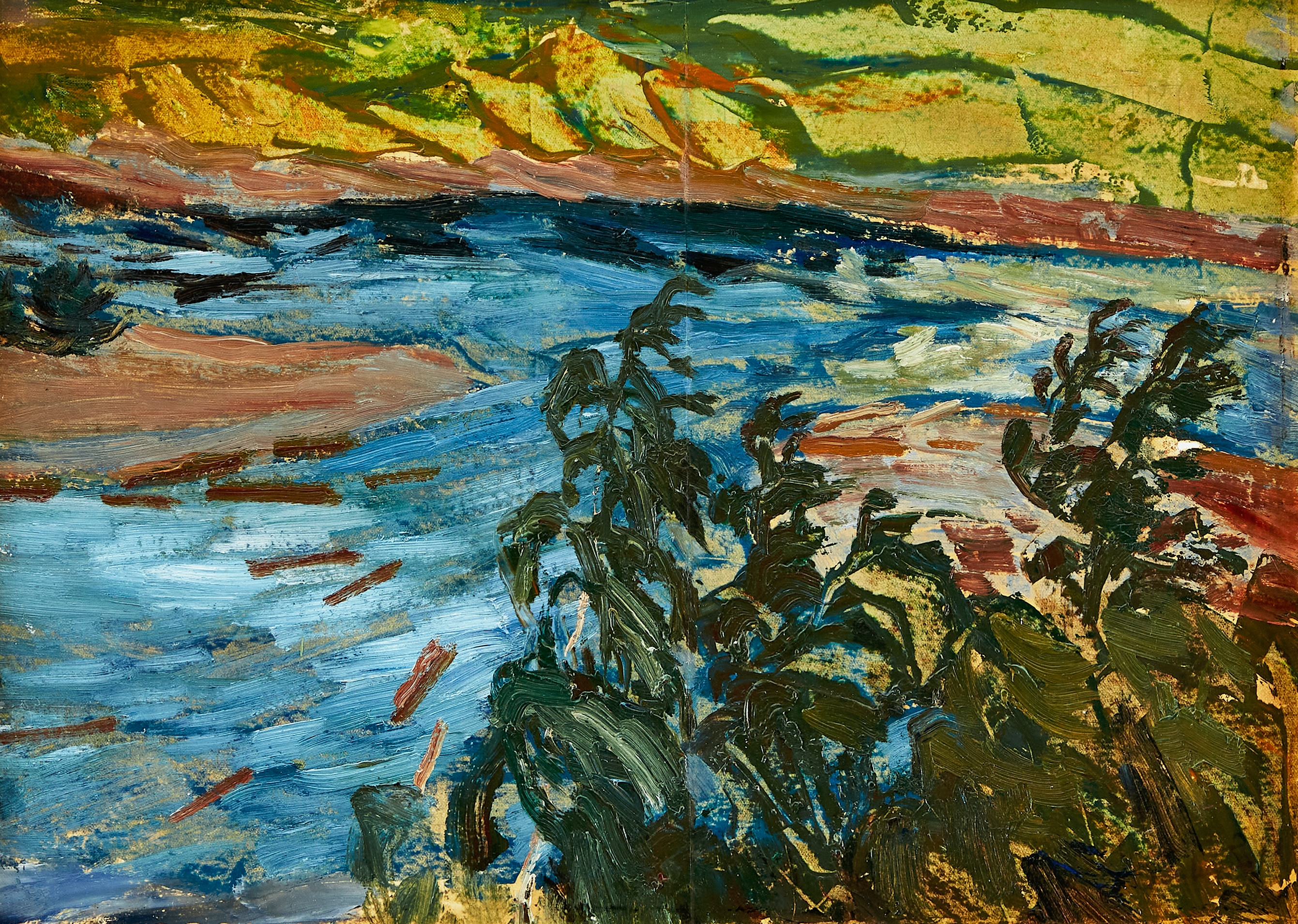 Helmer Osslund | ”Ådalsälv med timmer” | MutualArt