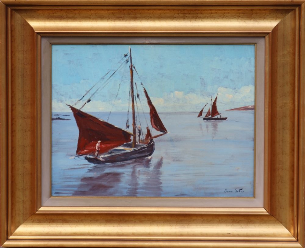 Ivan Sutton | GALWAY HOOKERS SETTING SAIL OFF KINVARD | MutualArt