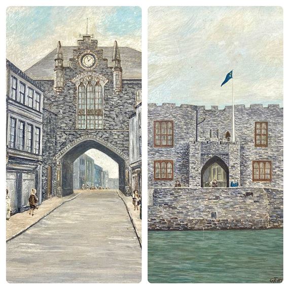 G. Hughes | Royal Welsh Yacht Club, Caernarfon and Town Clock | MutualArt