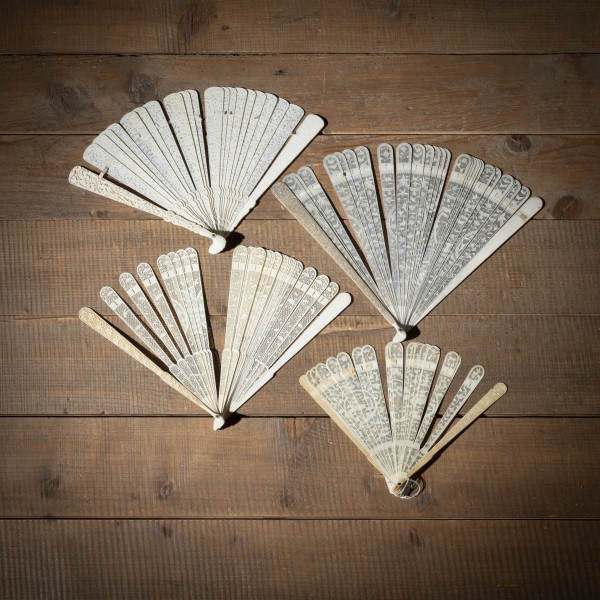 Chinese School, 19th Century | FOUR IVORY FANS PARTLY IN OPENWORK (19 ...
