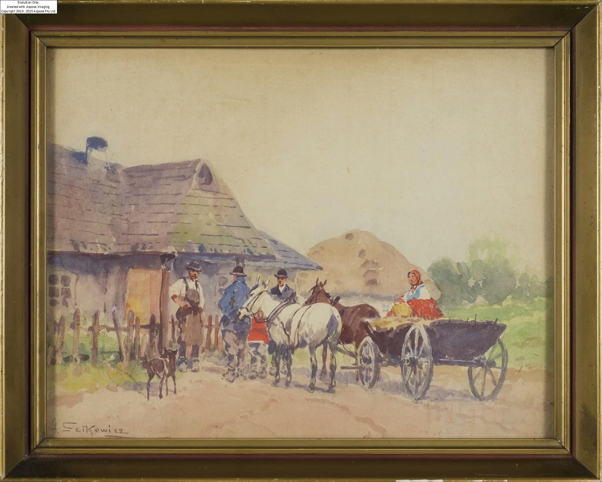 Adam Setkowicz | Zaprzęg przed chatą | MutualArt