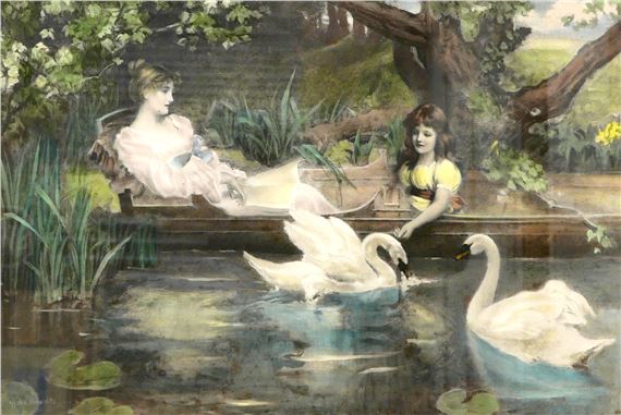 Herbert A. Horwitz | depicting a Victorian lady reclining in a boat ...