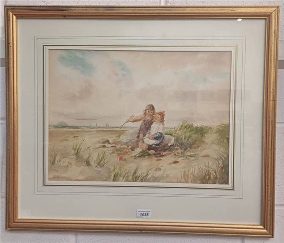 Tom Paterson | 2 girls on foreshore | MutualArt