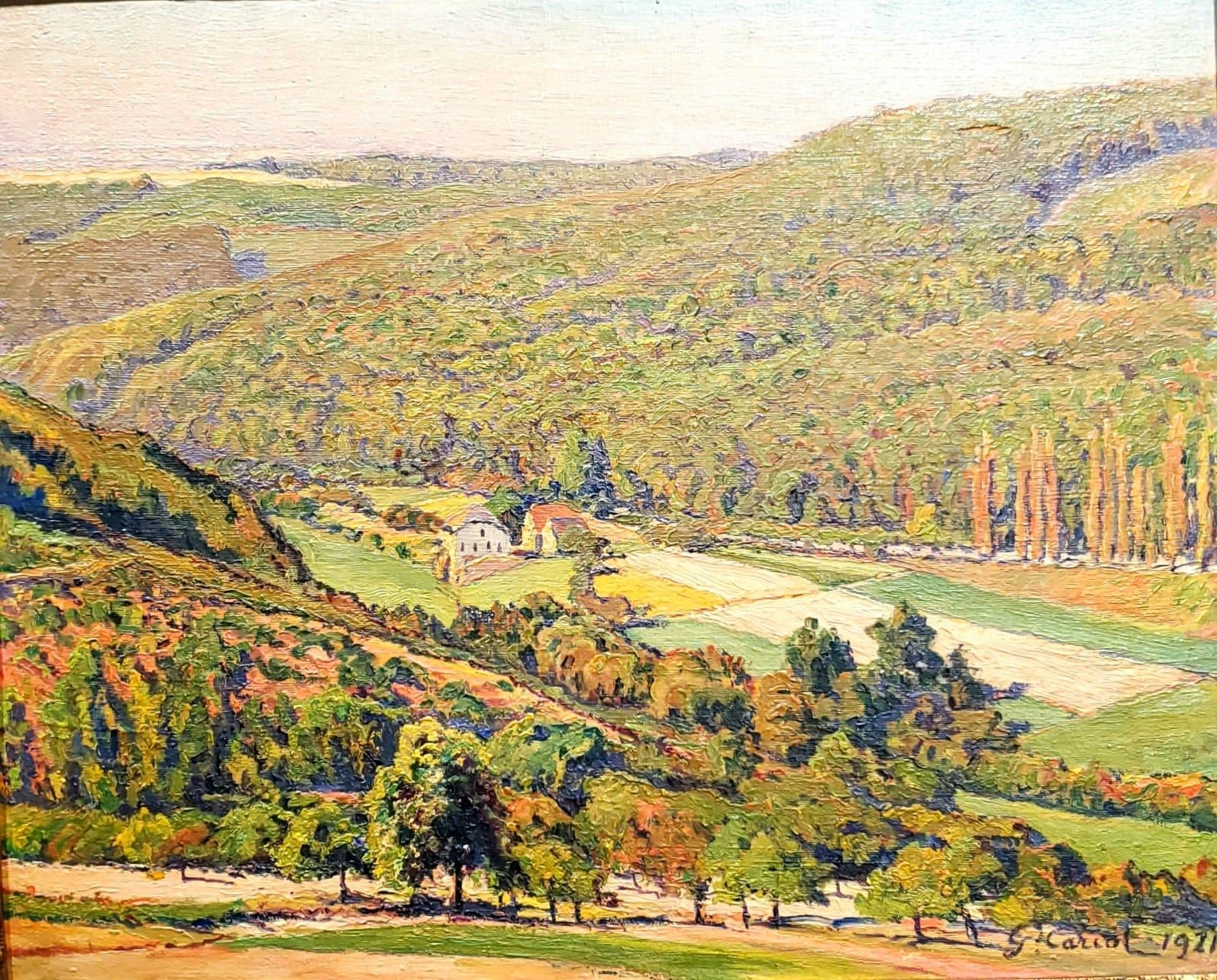 Gustave Cariot | Village au champ de blé (1929) | MutualArt