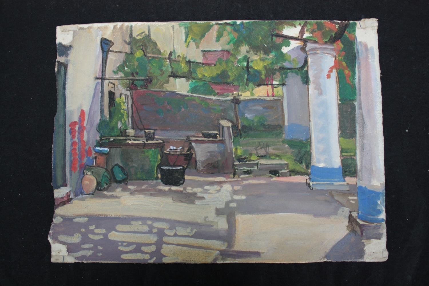 Archibald Elliot Haswell-Miller | Garden scene with two columns | MutualArt