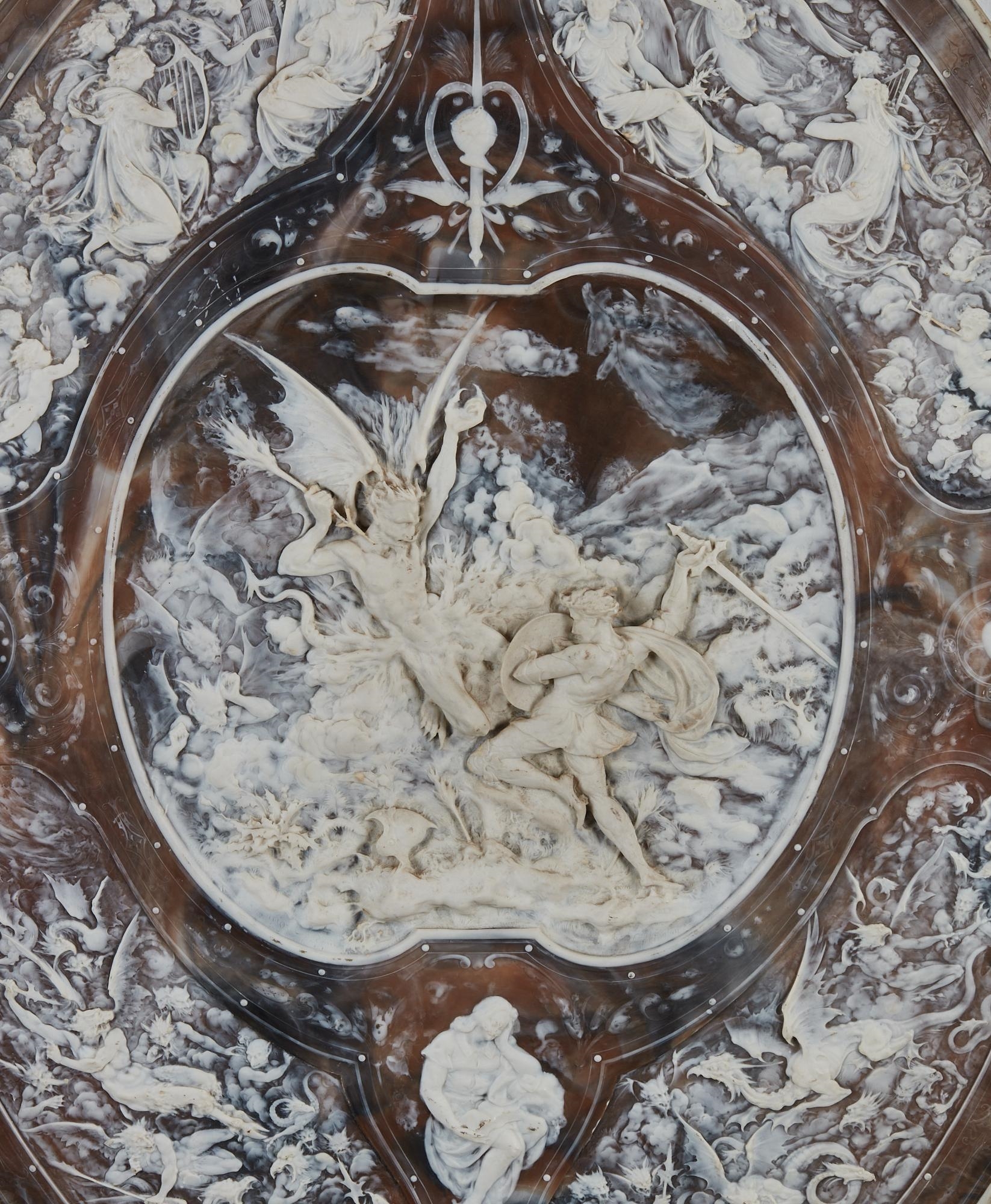 Léonard Morel-Ladeuil | A pair of cast resin shield form plaques ...