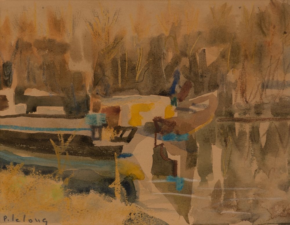 Pierre Lelong | CANAL WITH BARGE | MutualArt