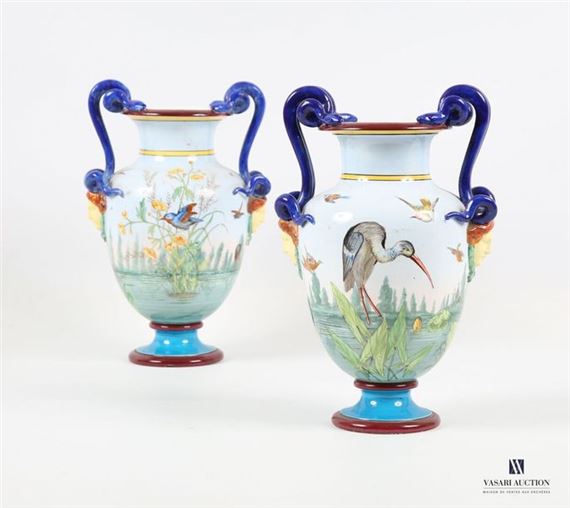 Jules Vieillard | Pair of fine earthenware baluster vase | MutualArt