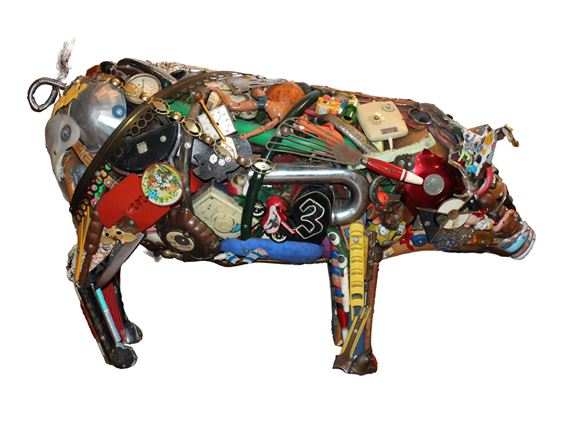 Leo Sewell | Found Object Sculpture of a Pig | MutualArt